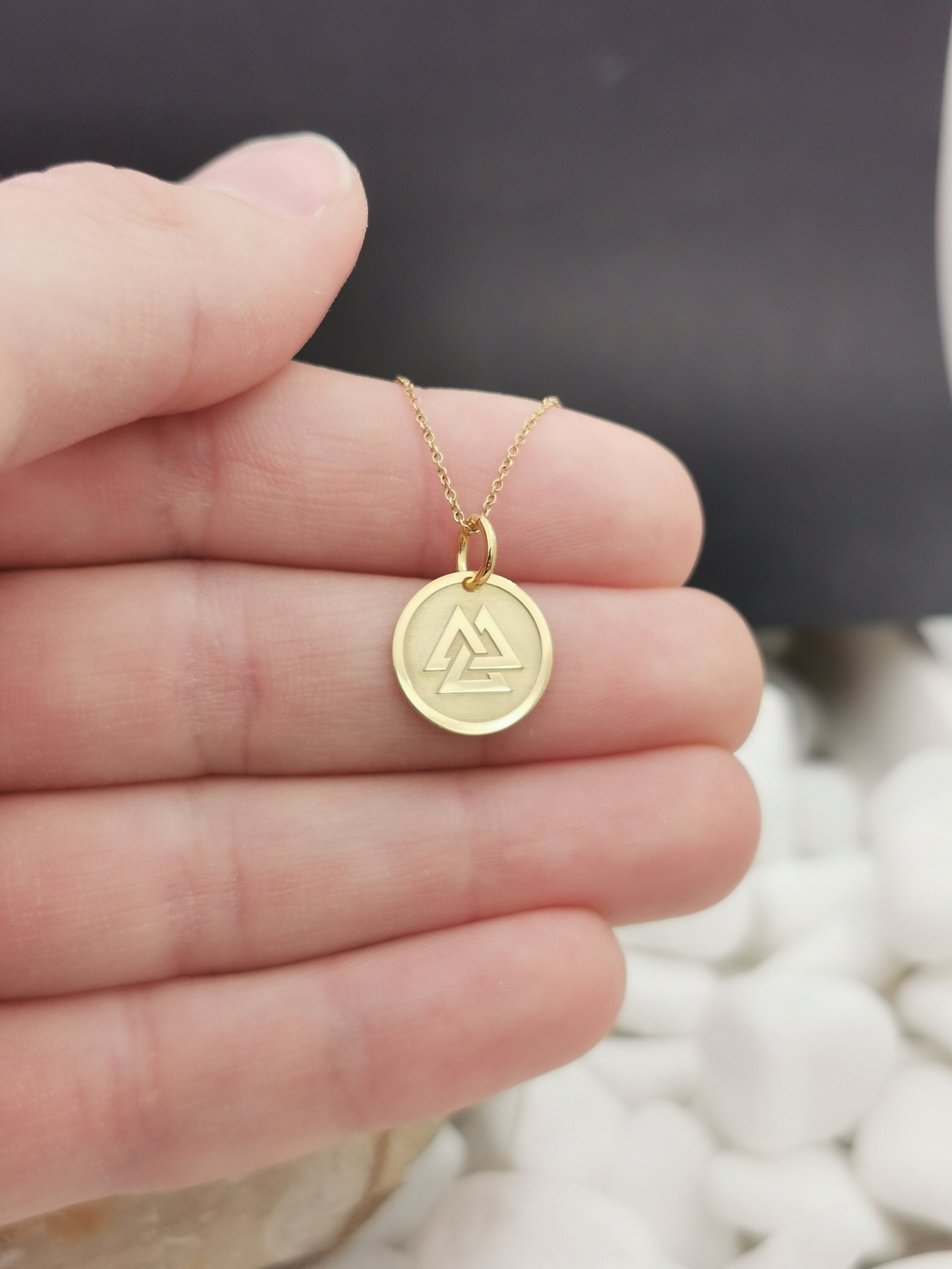 14k Solid Gold Valknut Viking Necklace Personalized Valknut | Etsy