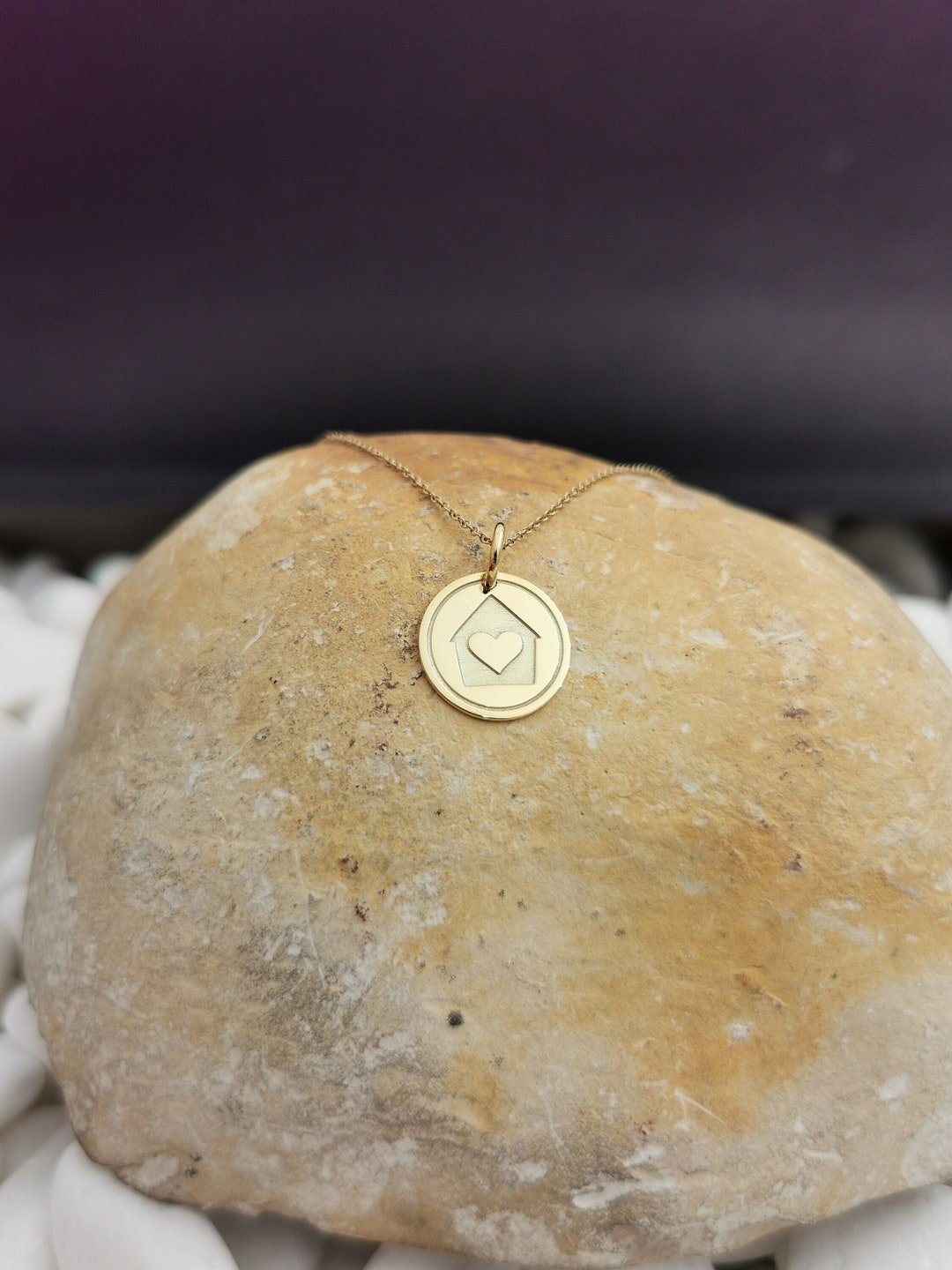 Dainty 14k Solid Gold Home Necklace: Personalized House Pendant - Etsy