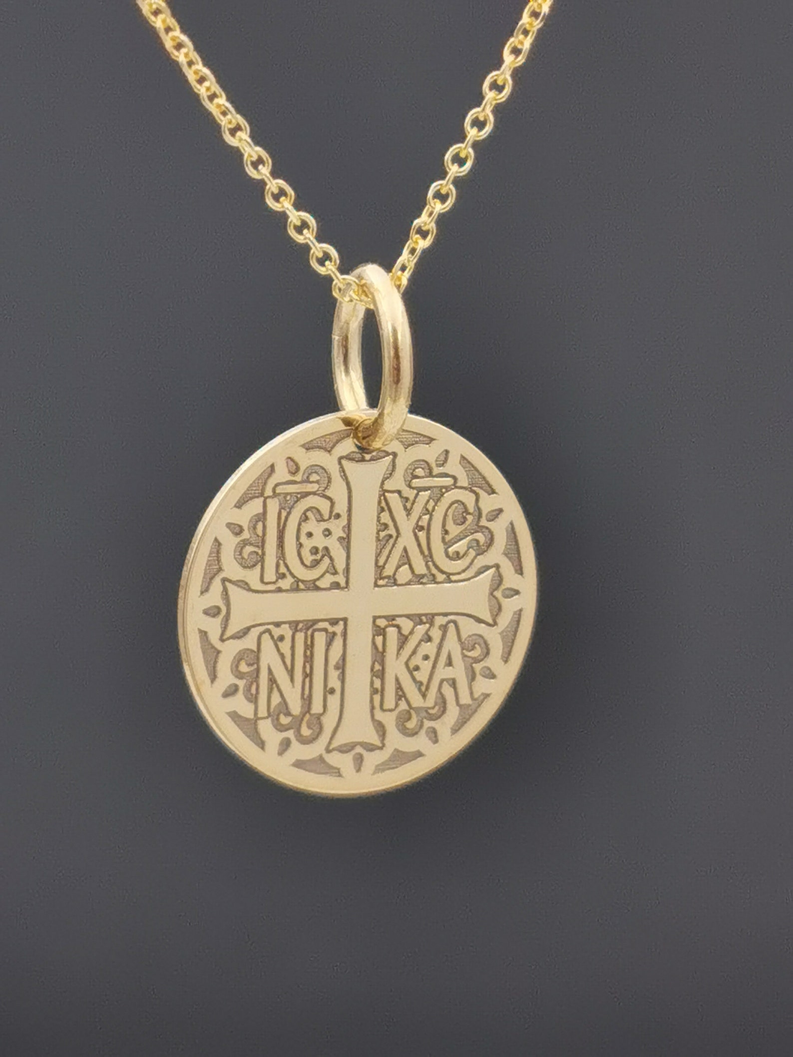 Personalized 14k Solid Gold Dainty Cross Coin Necklace for - Etsy