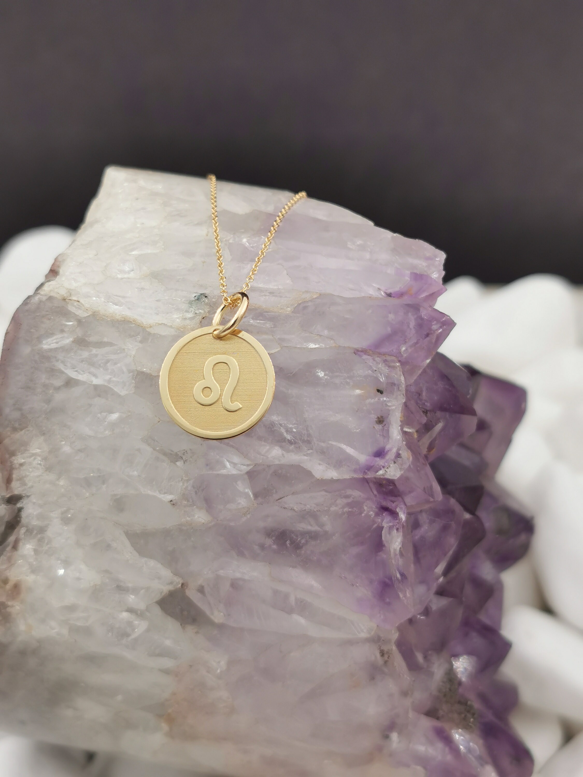 Dainty 14k Solid Gold Leo Zodiac Necklace Leo Symbol Pendant - Etsy