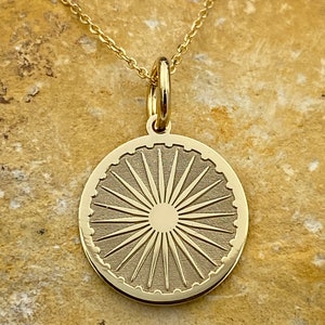 Dainty 14k Solid Gold Ashoka Chakra Necklace, Personalized Ashoka ...