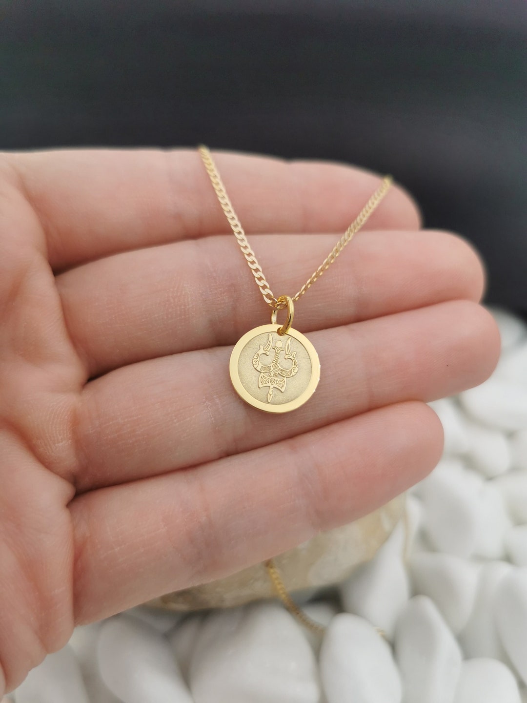Dainty 14k Solid Gold Trishula Necklace, Personalized Trishula Pendant ...
