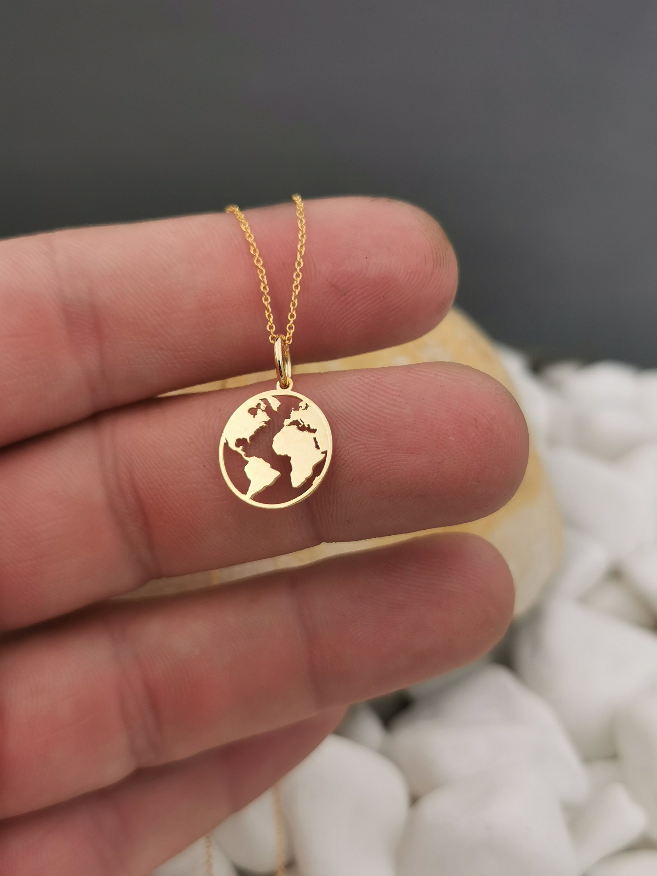 Gold World Map Necklace Dainty World Map Necklace Gold Globe | Etsy Canada