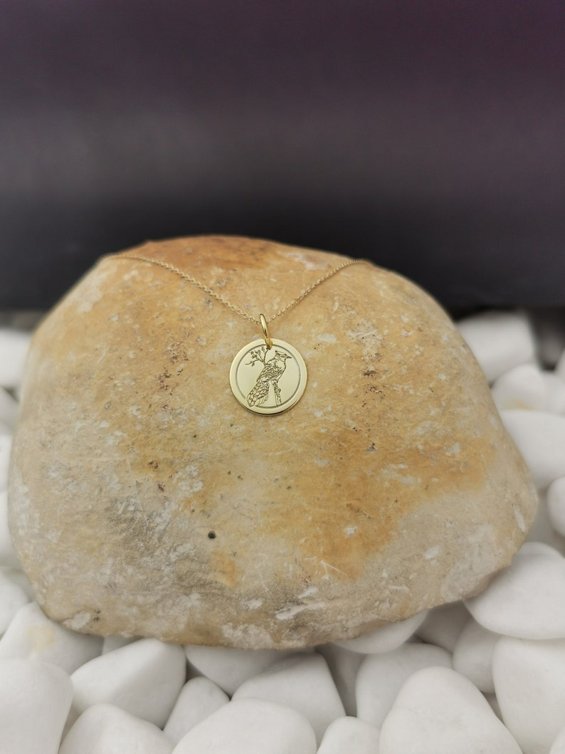 Dainty 14k Solid Gold Blue Jay Necklace, Personalized Blue Jay Pendant ...