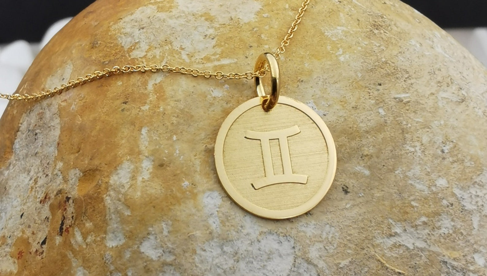 Dainty 14k Solid Gold Gemini Zodiac Necklace Gemini Symbol | Etsy