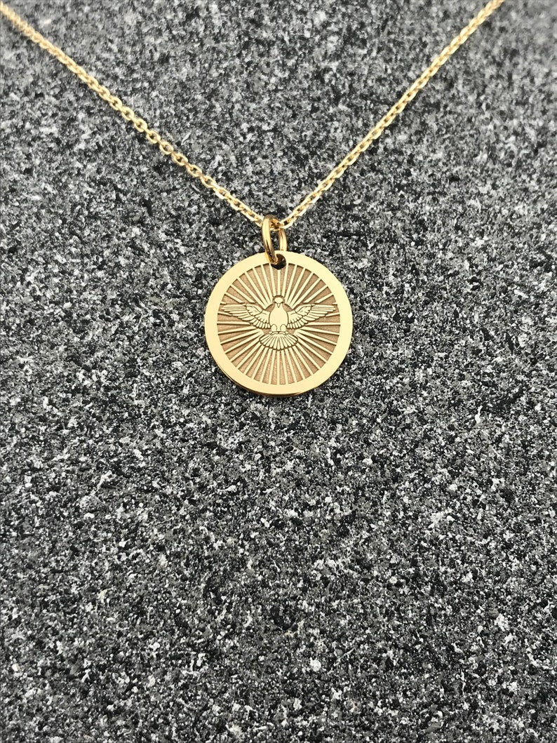 Dainty 14k Solid Gold Holy Spirit Necklace, Personalized Holy Spirit ...