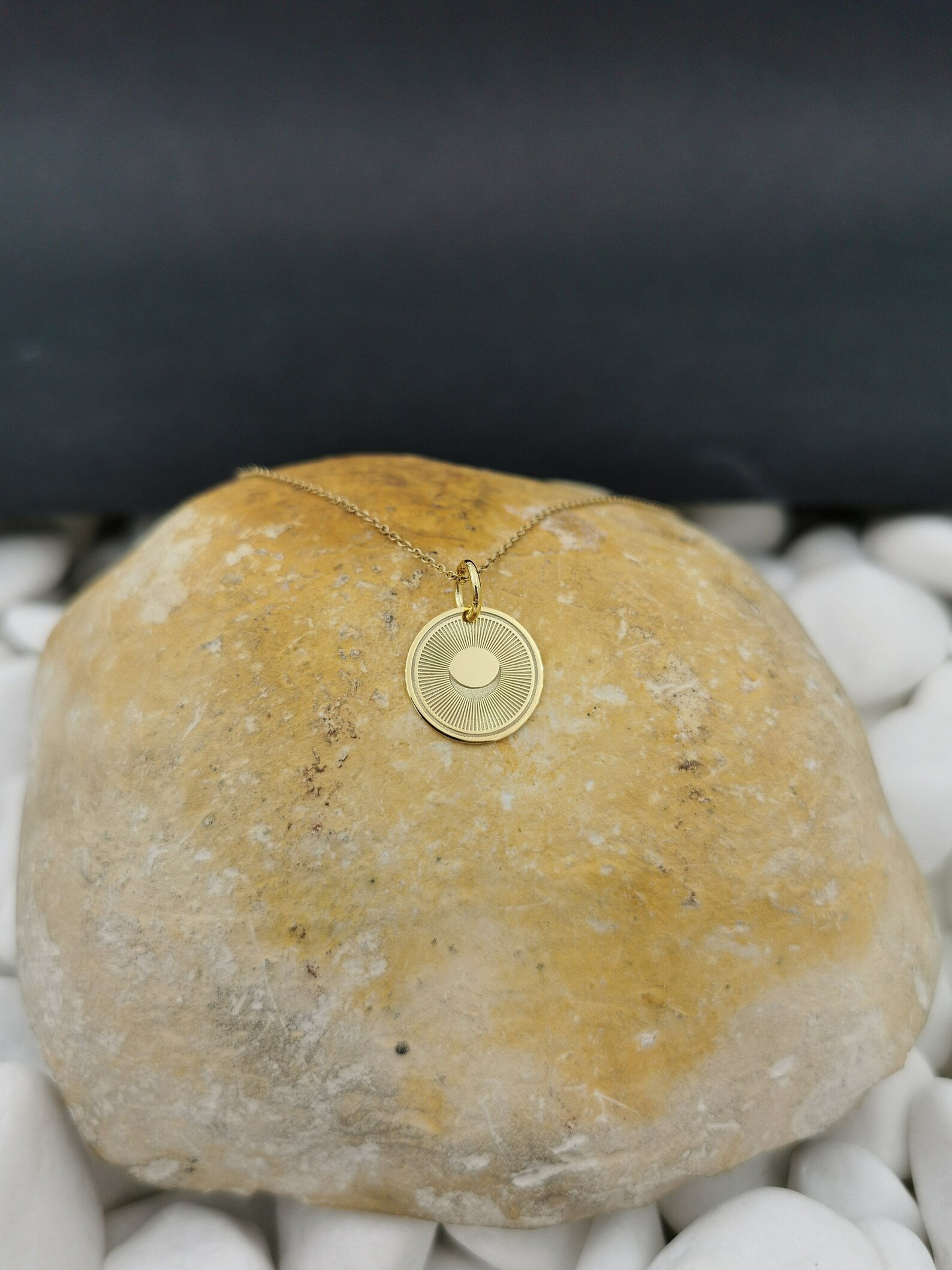 Dainty 14K Solid Gold Eclipse Pendant, Personalized Eclipse Necklace, Solar Eclipse Pendant - Etsy