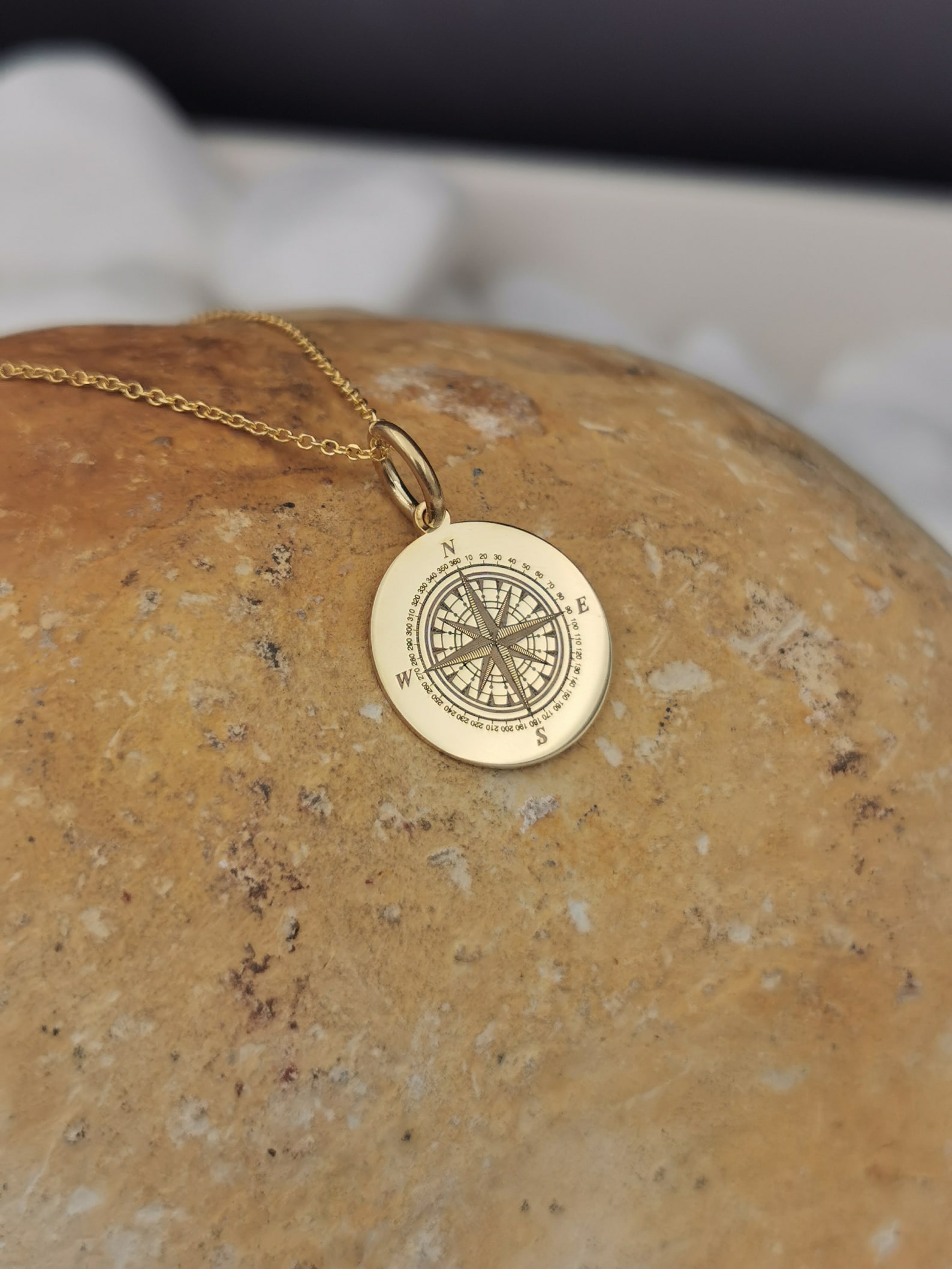 14K Solid Gold Compass Necklace Compass Jewelry Compass - Etsy