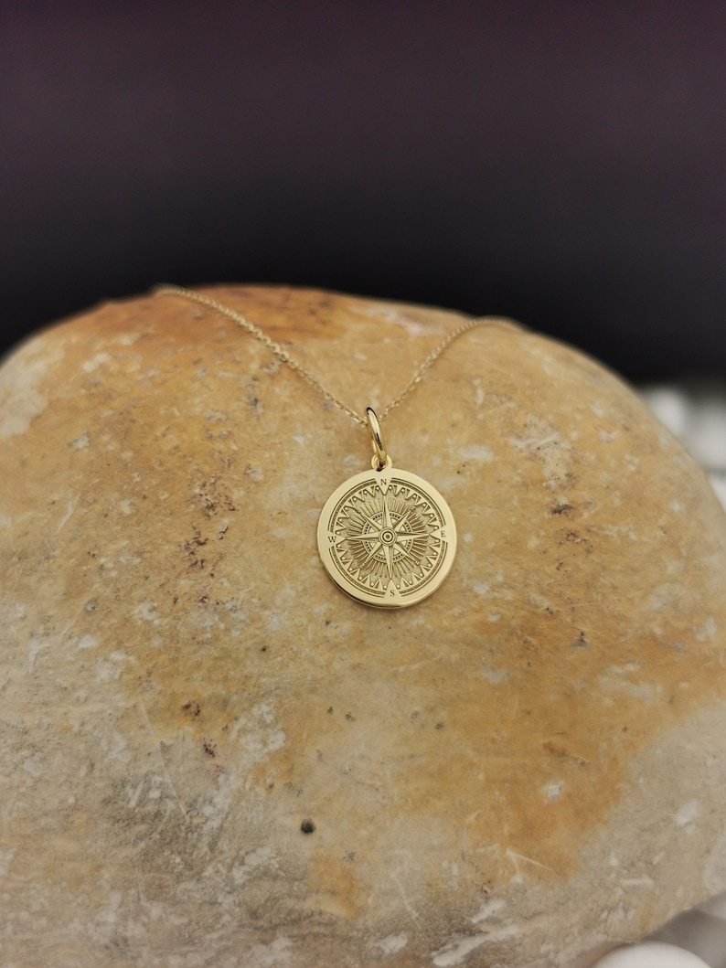 Dainty 14k Solid Gold Compass Necklace Personalized Compass - Etsy