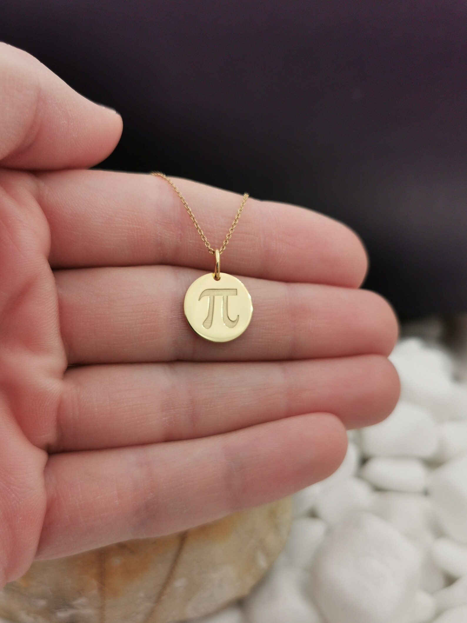 Dainty 14k Solid Gold Pi Necklace, Personalized Pi Symbol Necklace ...