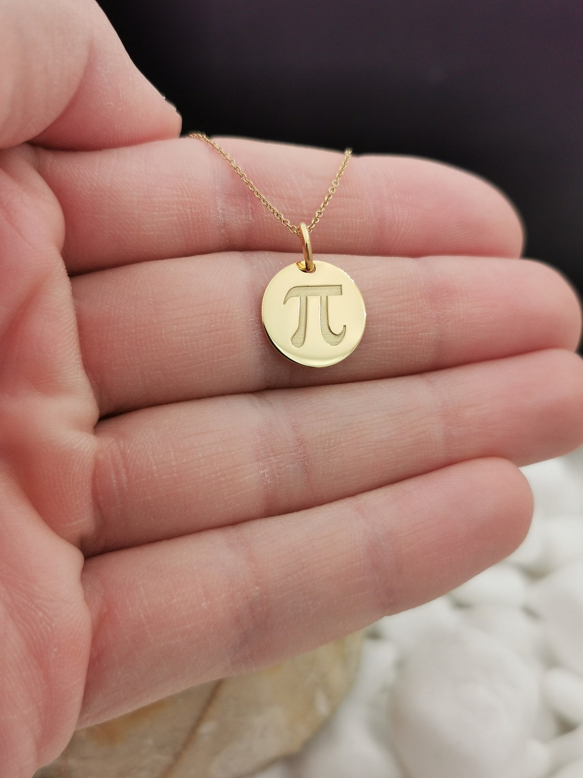 Dainty 14k Solid Gold Pi Necklace Personalized Pi Symbol - Etsy