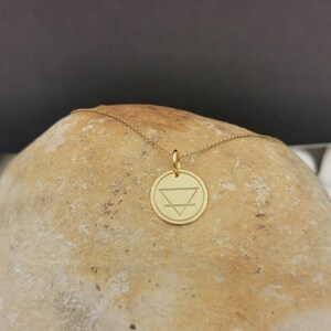 Dainty 14k Solid Gold Earth Element Symbol Pendant Necklace - Etsy