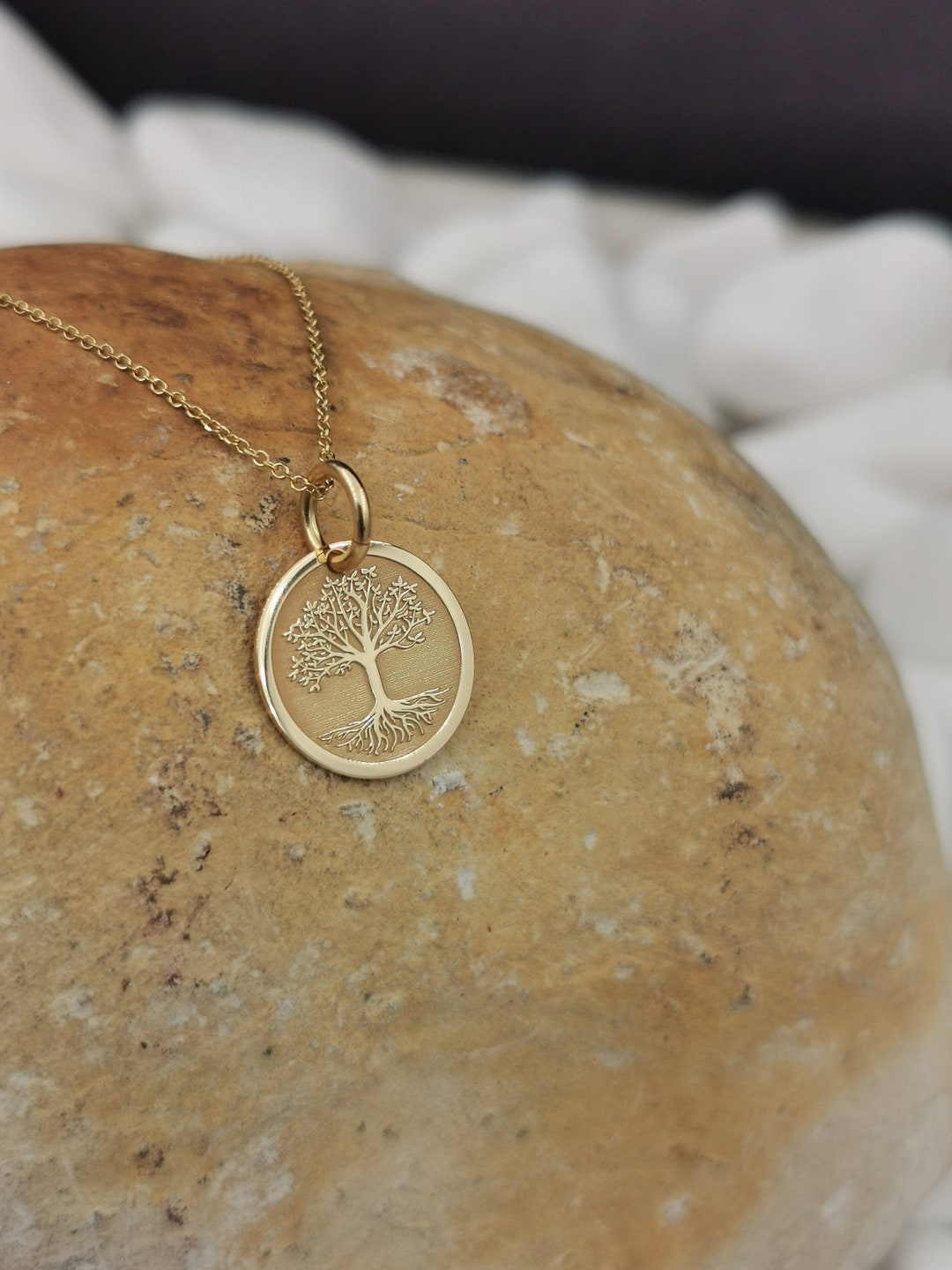 Dainty 14k Solid Gold Tree of Life Necklace Gold Tree - Etsy