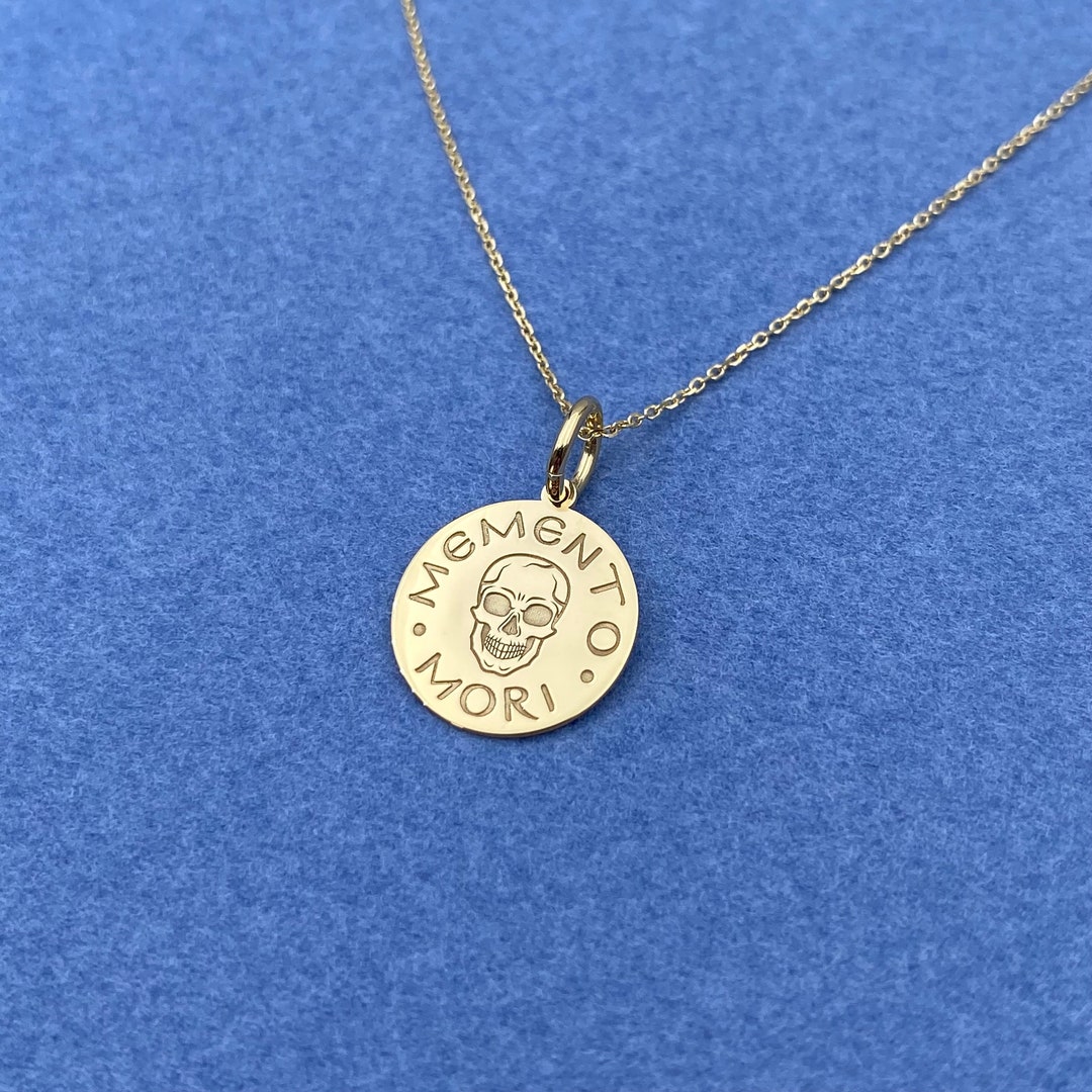 Dainty 14k Solid Gold Memento Mori Necklace, Personalized Memento Mori ...