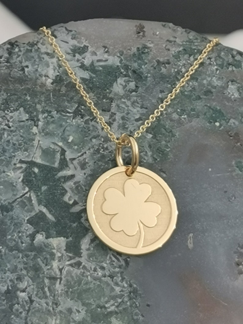 Dainty 4 Leaf Clover Necklace, 14K Solid Gold 4 Leaf Clover Necklace ...