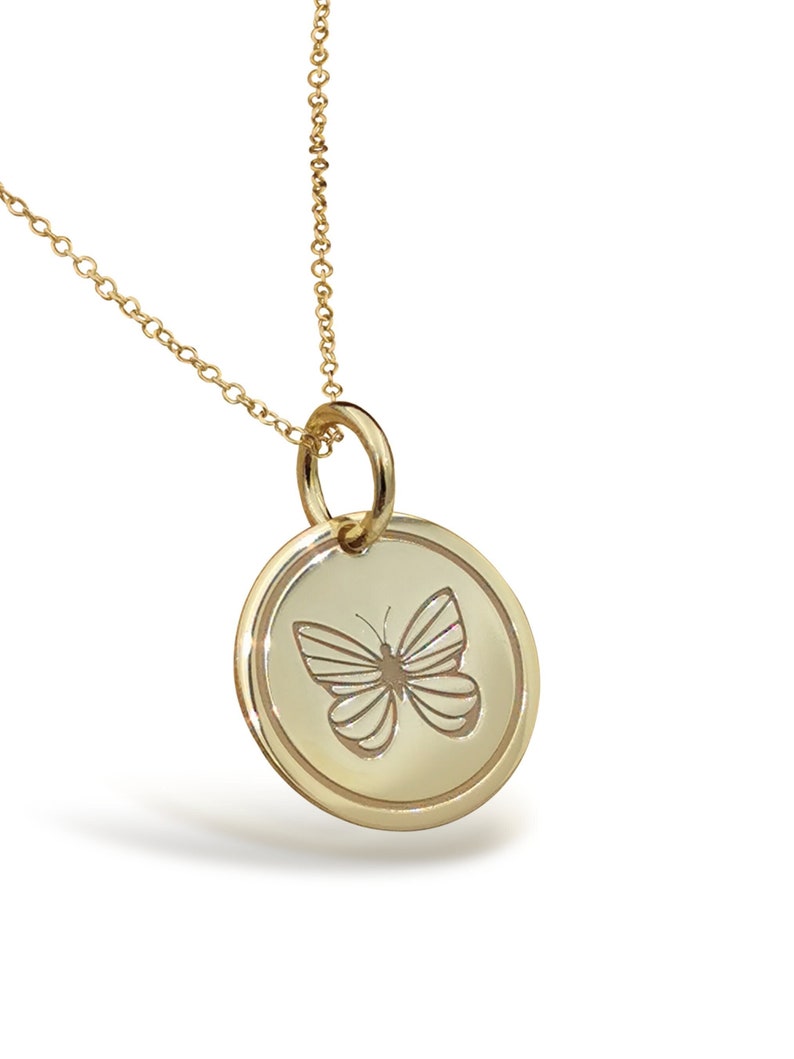 14k Solid Gold Butterfly Necklace, Pesronalized Butterfly Jewelry ...