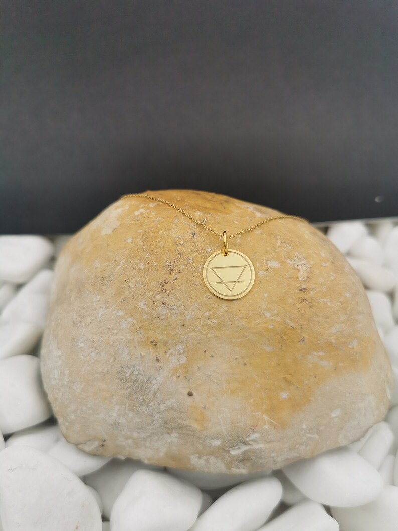 Dainty 14k Solid Gold Earth Element Symbol Necklace Earth - Etsy