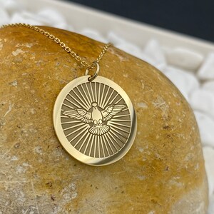 Dainty 14k Solid Gold Holy Spirit Necklace, Personalized Holy Spirit ...