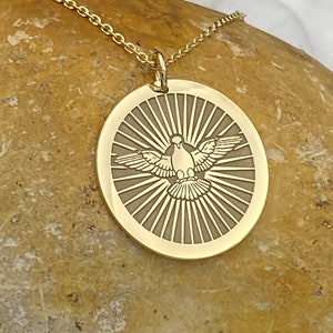 Dainty 14k Solid Gold Holy Spirit Necklace, Personalized Holy Spirit ...