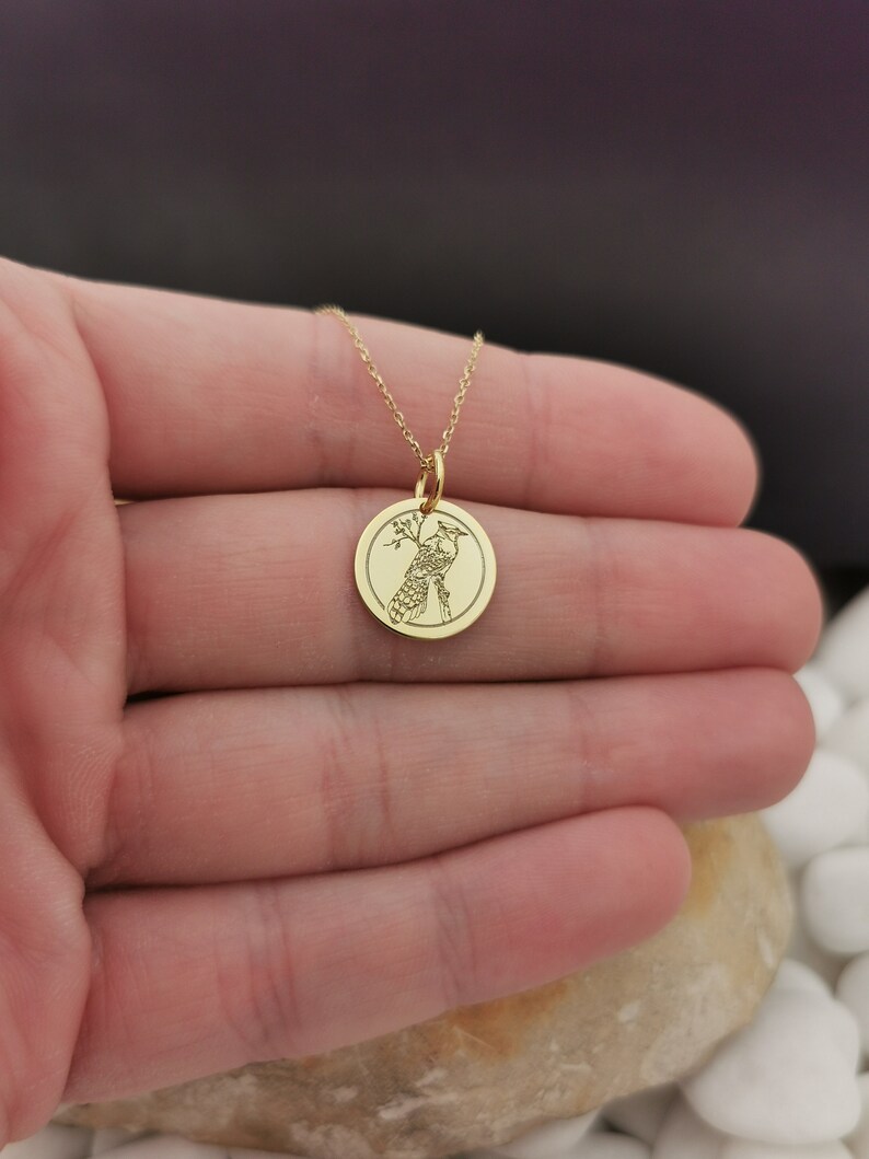 Dainty 14k Solid Gold Blue Jay Necklace, Personalized Blue Jay Pendant ...