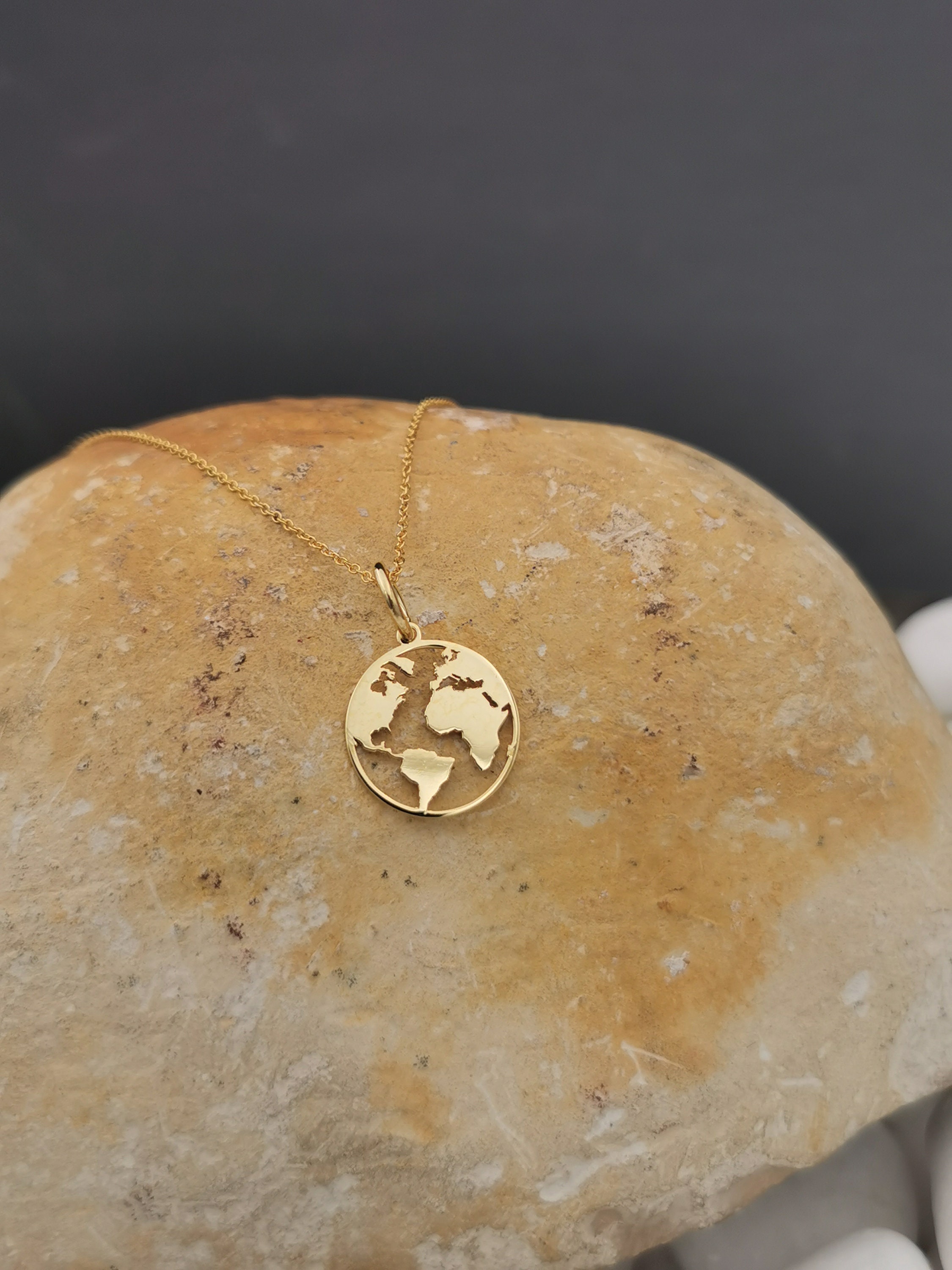 Gold World Map Necklace Dainty World Map Necklace Gold Globe | Etsy Canada