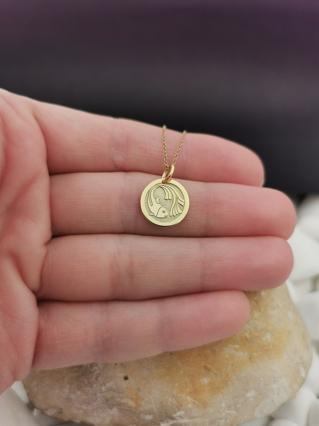 14k Solid Gold Goldfish Necklace, Personalized Goldfish Pendant, Fish ...