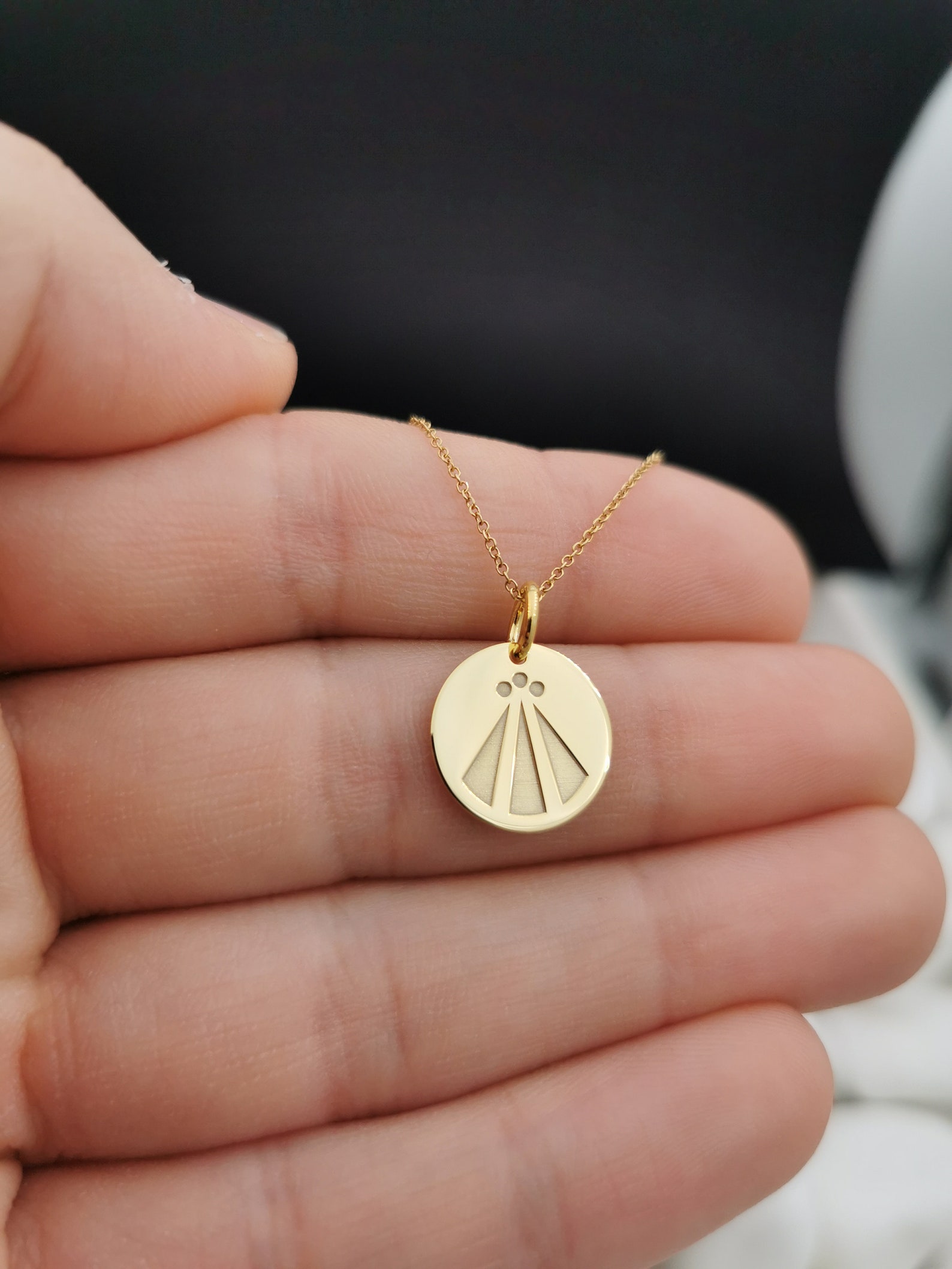 14k Solid Gold Awen Necklace Personalized Awen Celtic Symbol - Etsy