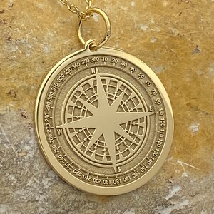 14K Solid Gold Compass Necklace, Compass Jewelry, Compass Charm ...