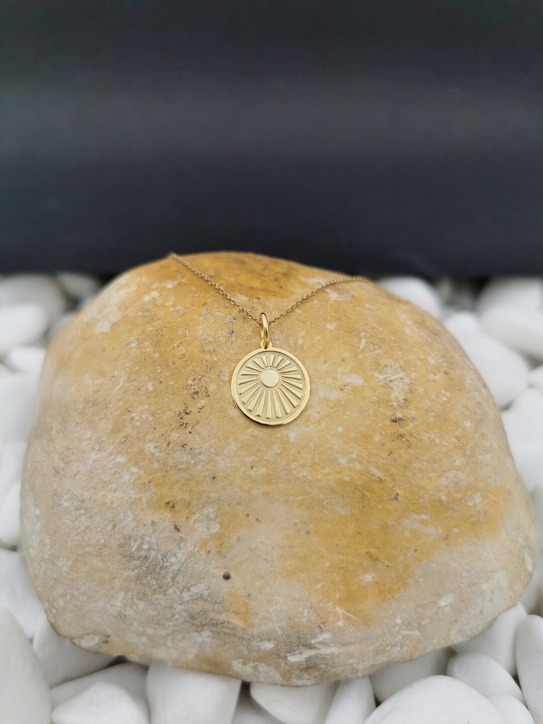 Dainty 14k Solid Gold Sun Necklace, Personalized Sun Pendant, Celestial ...