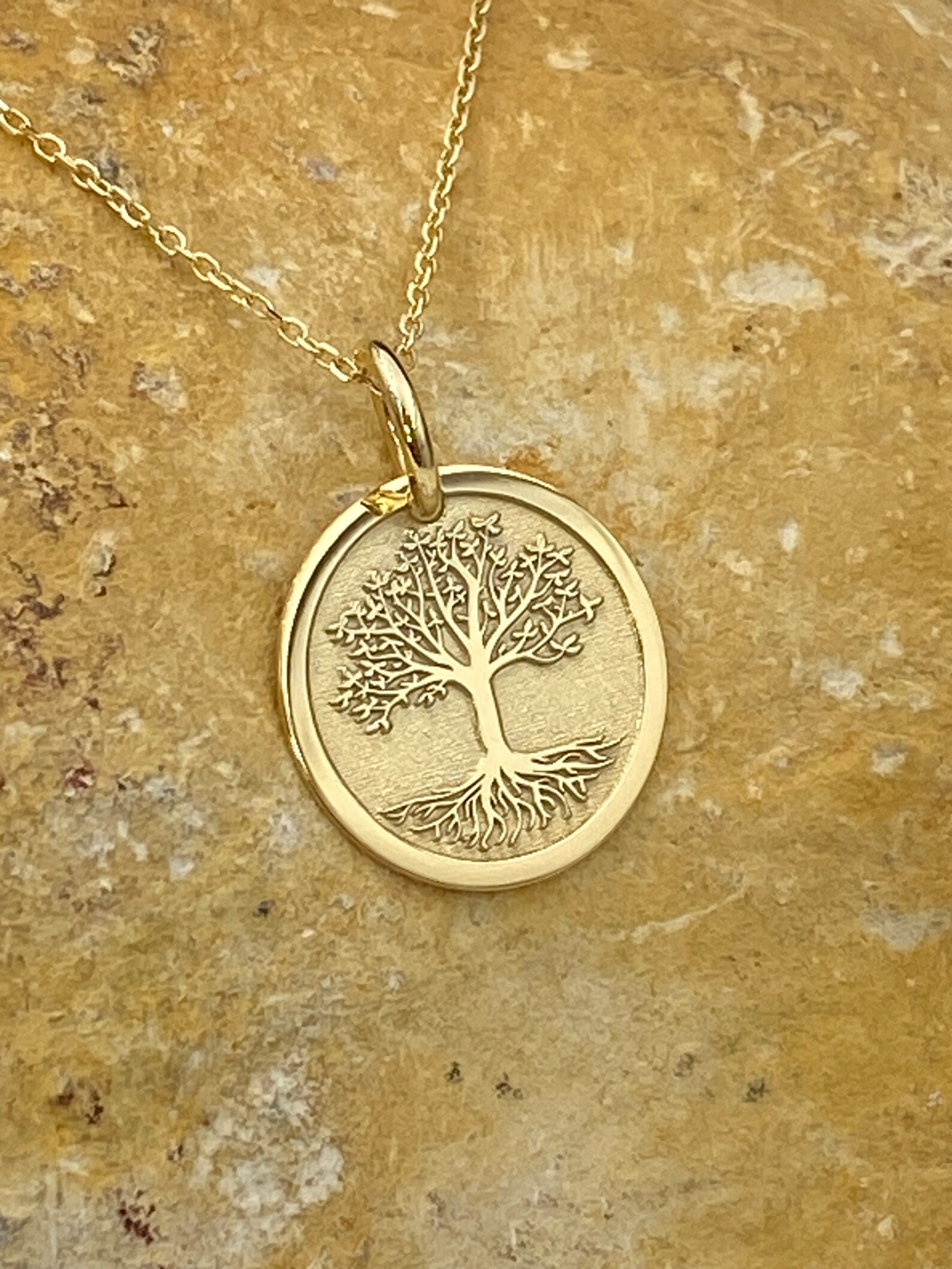 Dainty 14k Solid Gold Tree of Life Necklace,personalized Tree of Life ...