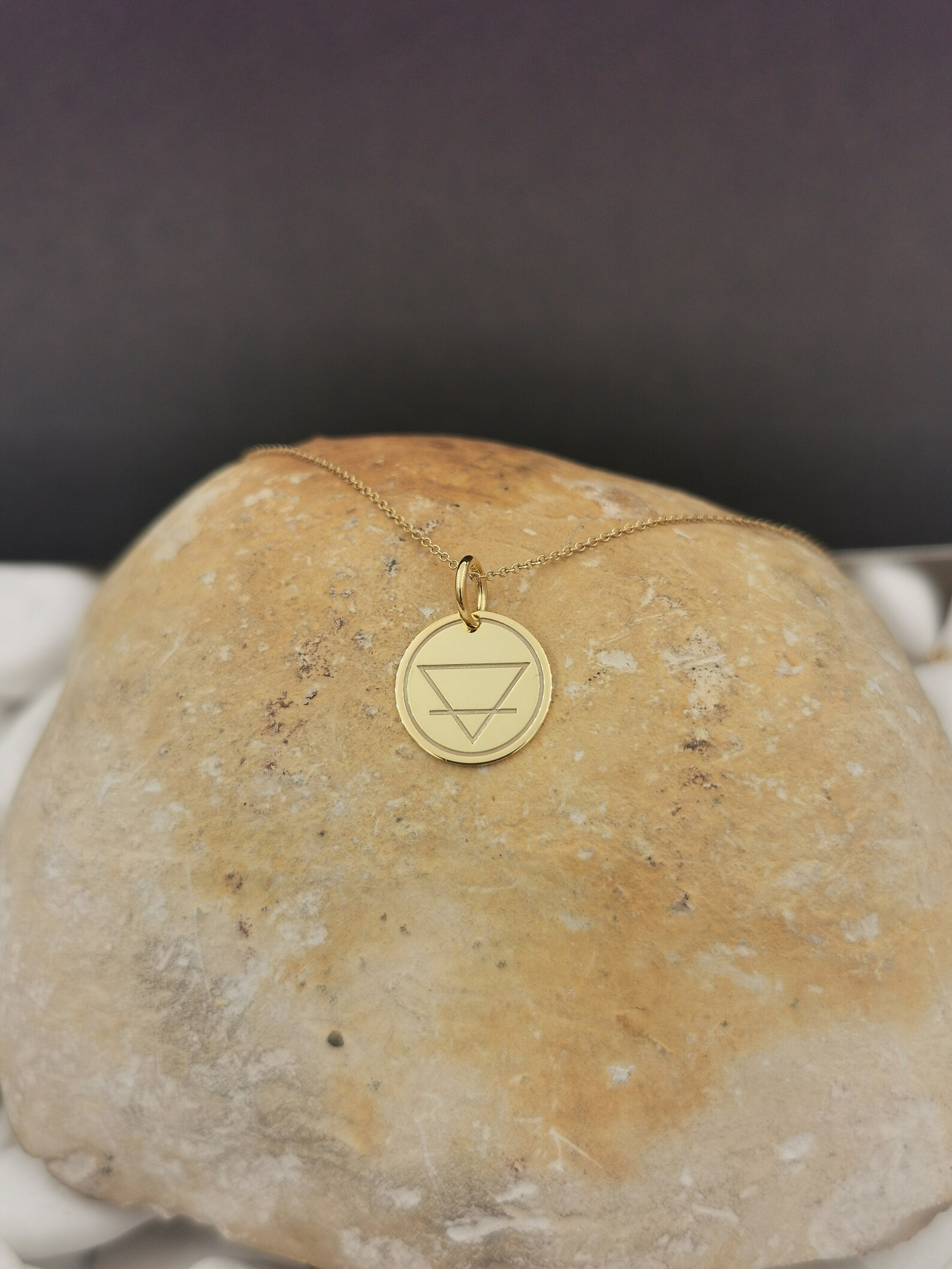 Dainty 14k Solid Gold Earth Element Symbol Necklace Earth - Etsy
