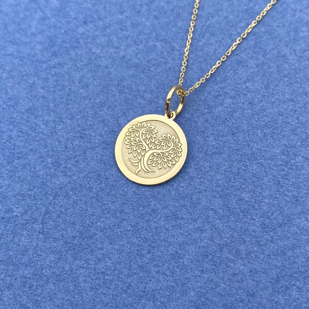 Dainty 14k Solid Gold Heart Tree Necklace, Personalized Heart Tree ...