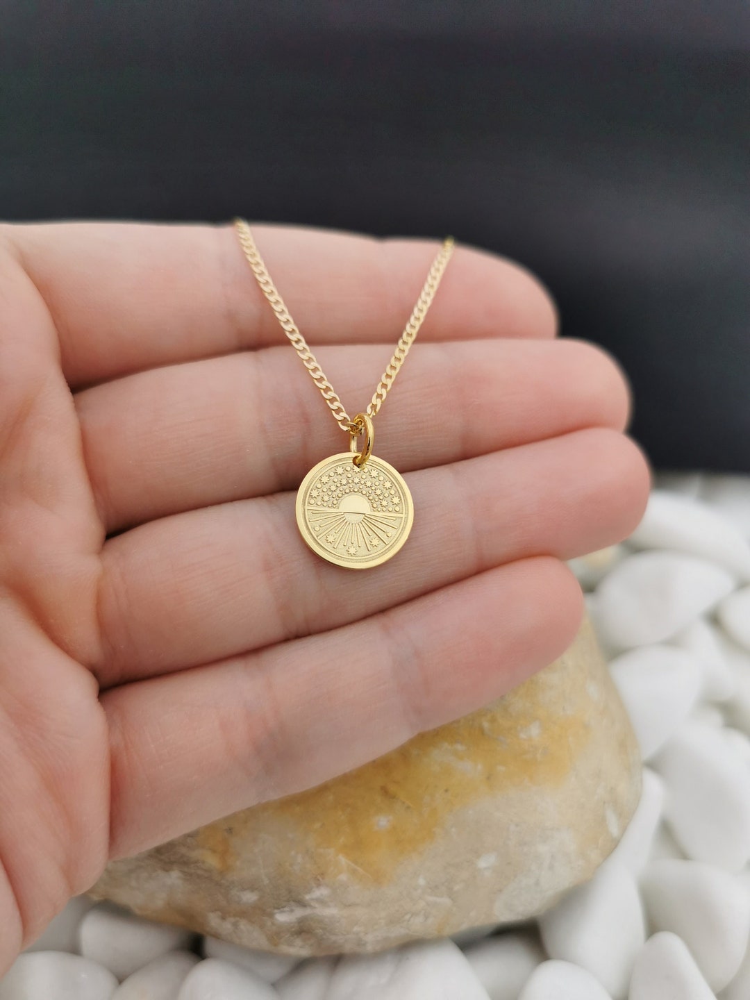 Dainty 14k Solid Gold Star System Necklace, Personalized Star System ...