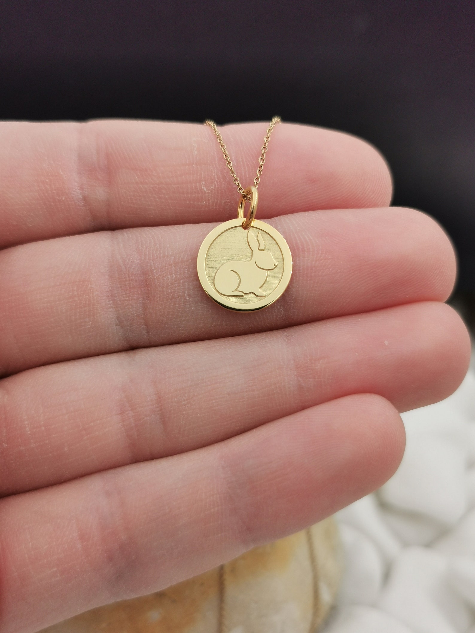 Dainty 14k Solid Gold Rabbit Necklace, Personalized Bunny Pendant, Pet ...