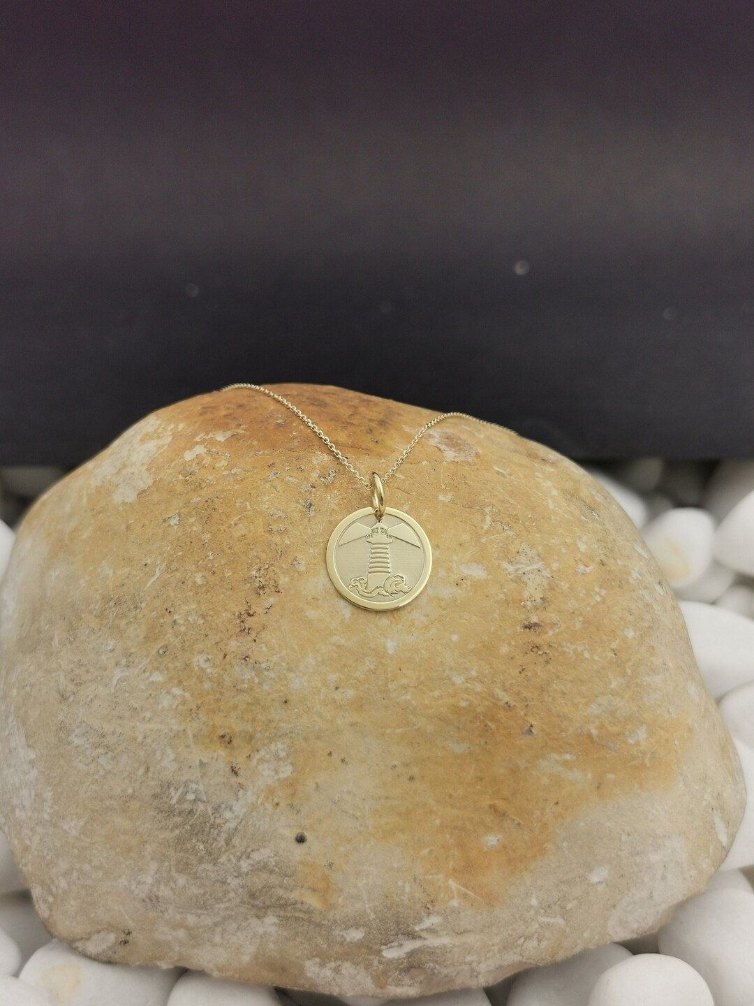 Dainty 14k Solid Gold Lighthouse Necklace, Personalized Lighthouse ...