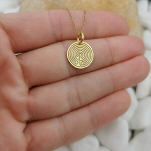 Dainty 14k Solid Gold Labyrinth Pendant, Personalized Labyrinth ...