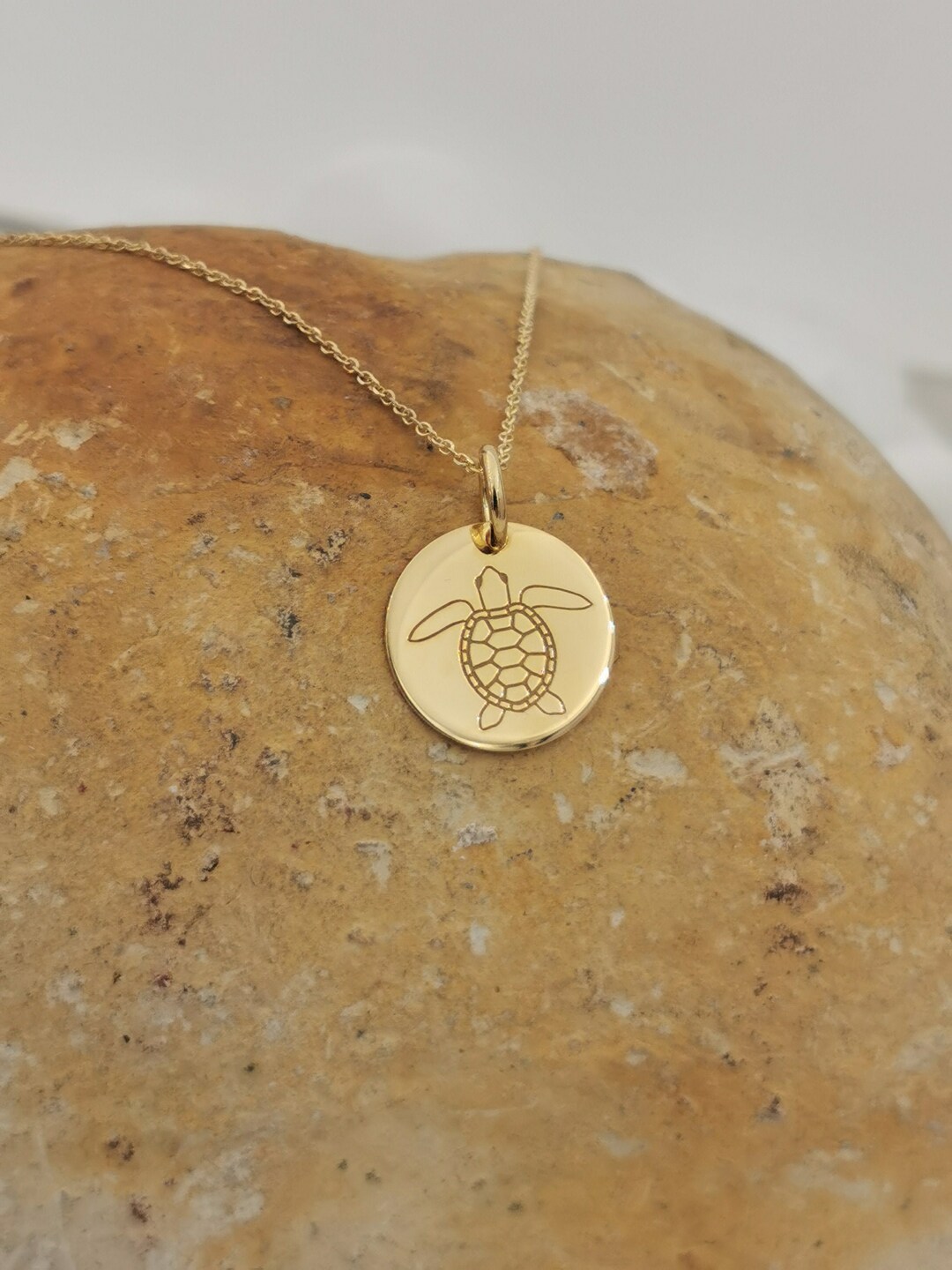 Dainty 14k Solid Gold Turtle Necklace, Personalised Turtle Pendant ...