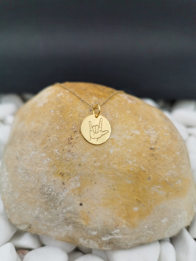 Dainty 14k Solid Gold ASL Sign Language Necklace Personalized - Etsy