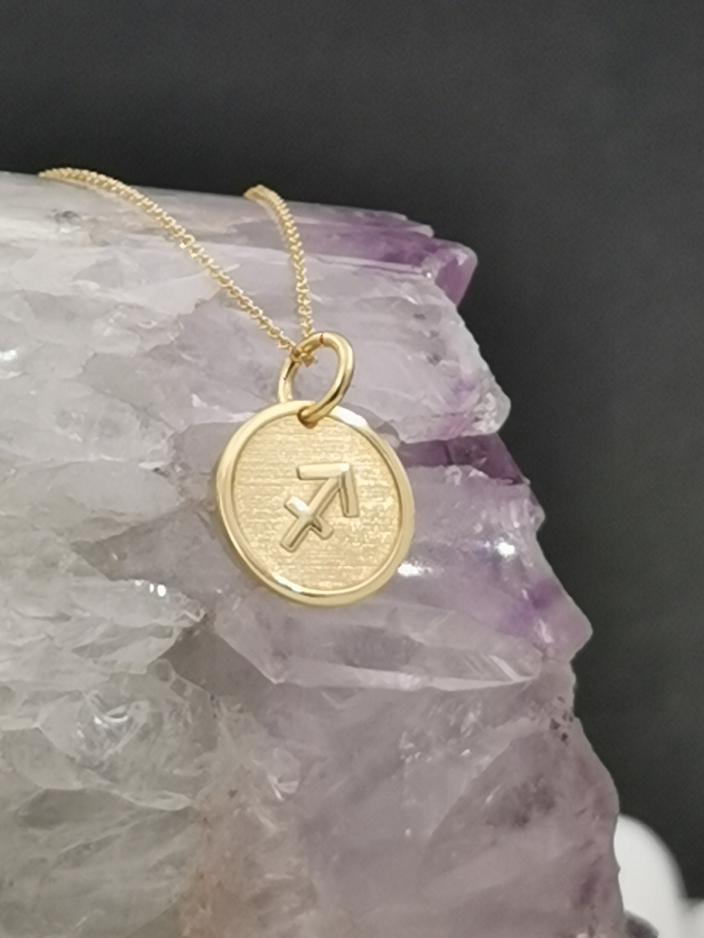 Dainty 14k Solid Gold Sagittarius Necklace Sagittarius Symbol - Etsy