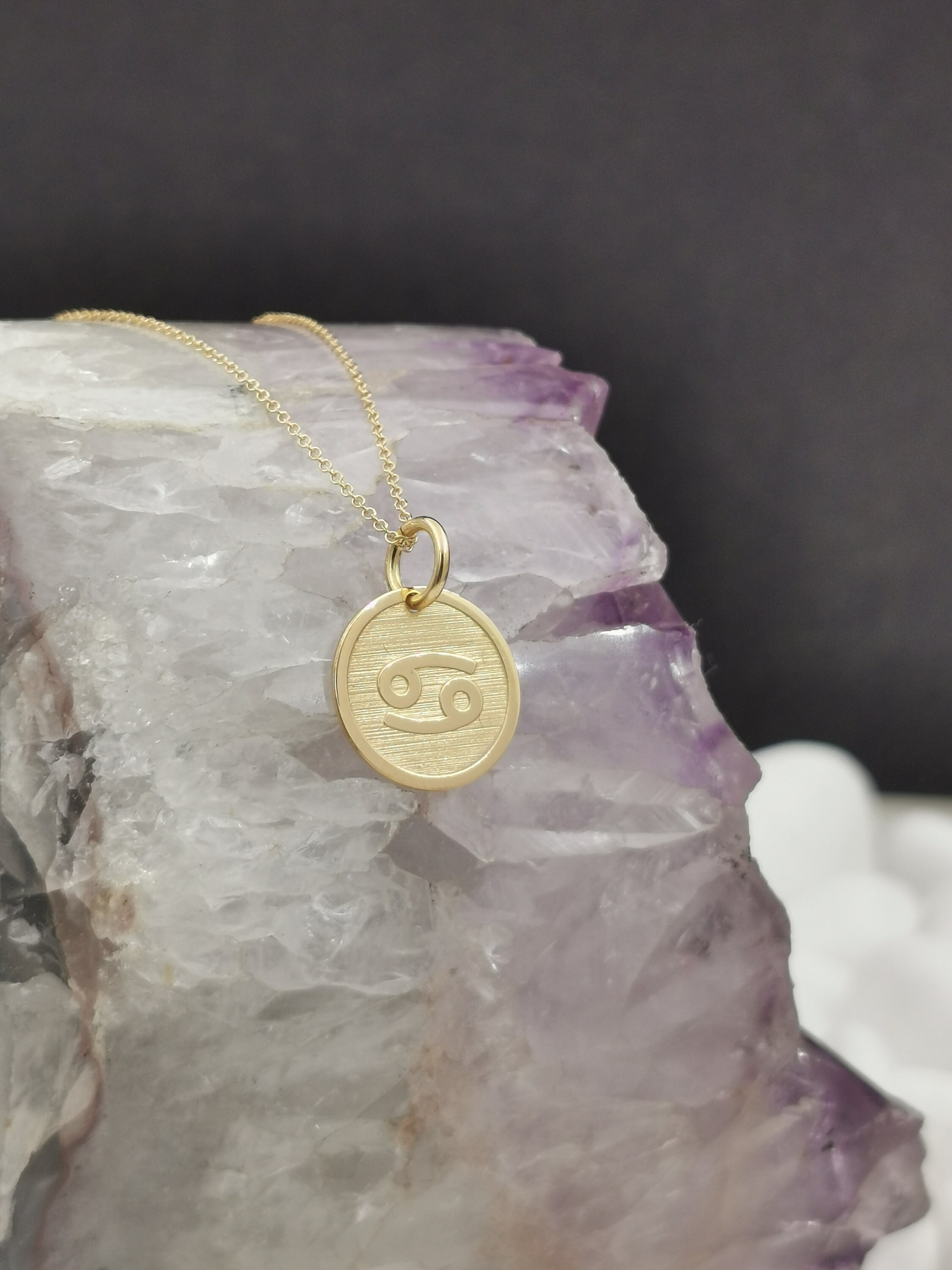 Dainty 14k Solid Gold Cancer Zodiac Necklace Cancer Symbol - Etsy