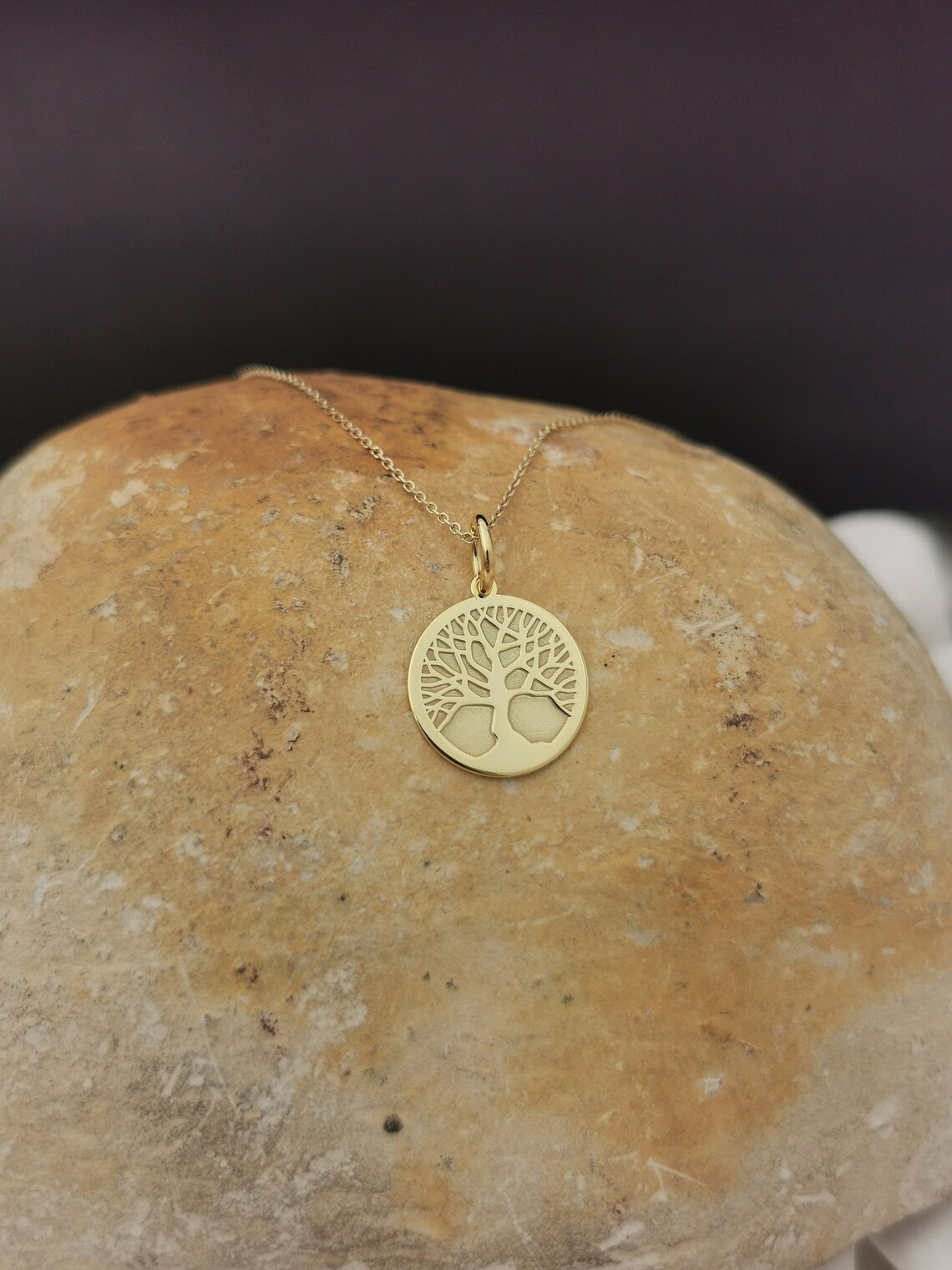 Dainty 14k Solid Gold Tree of Life Necklace Gold Tree - Etsy