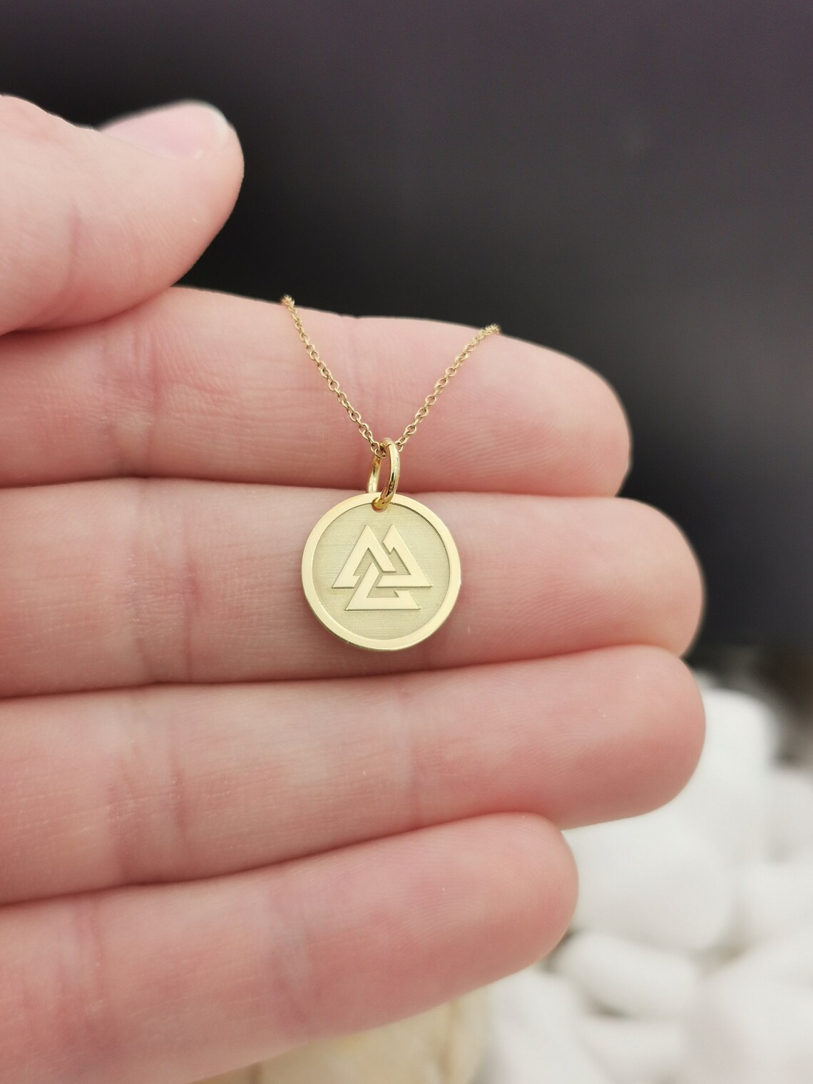 14k Solid Gold Valknut Viking Necklace Personalized Valknut | Etsy