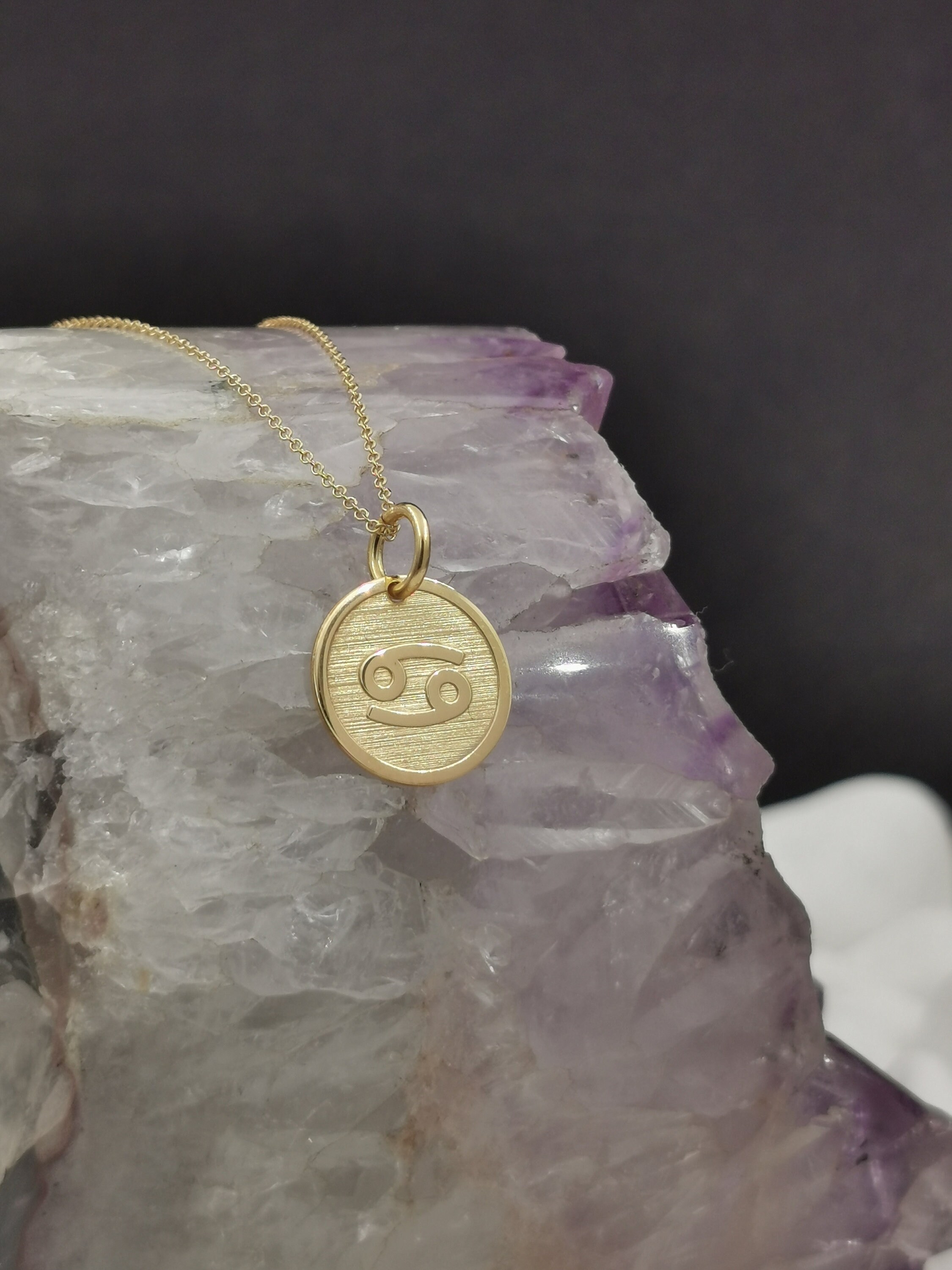 Dainty 14k Solid Gold Cancer Zodiac Necklace Cancer Symbol - Etsy