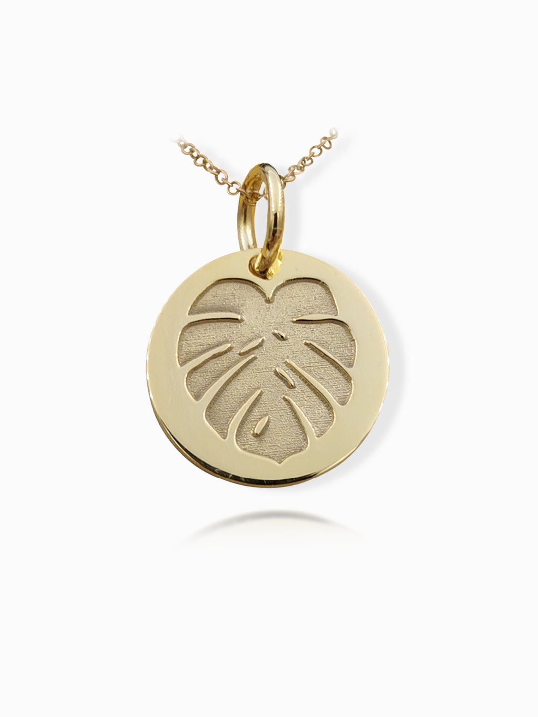Dainty 14k Solid Gold Monstera Leaf Necklace, Personalized Monstera ...