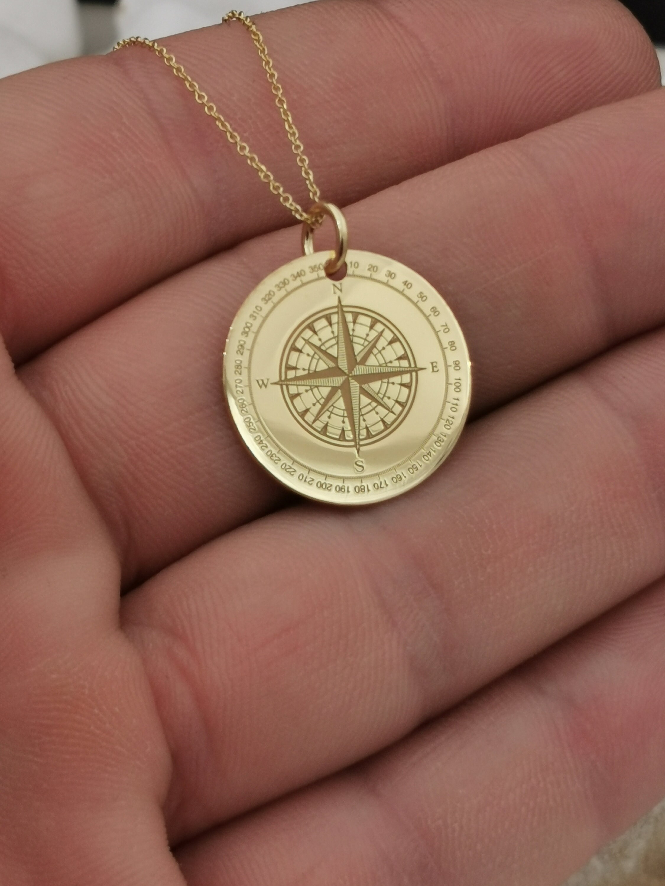 14k Solid Gold Compass necklace compass jewelry compass | Etsy