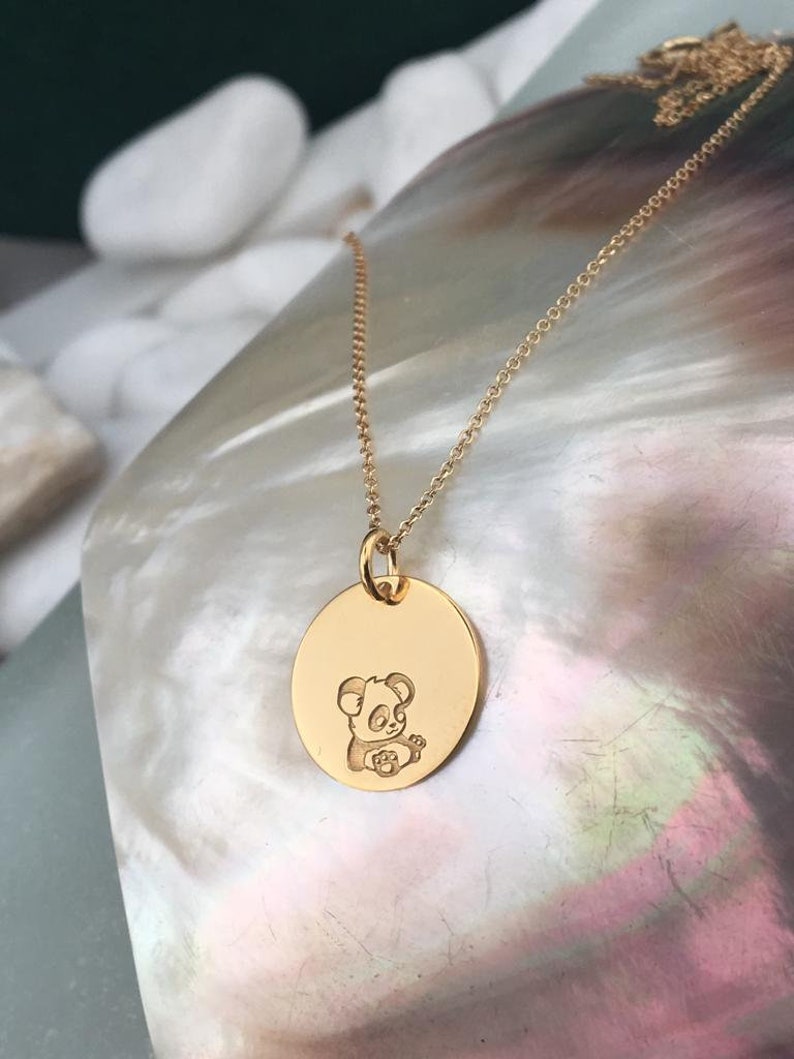 Panda necklace 14k Solid Gold necklace panda pendant Gold | Etsy
