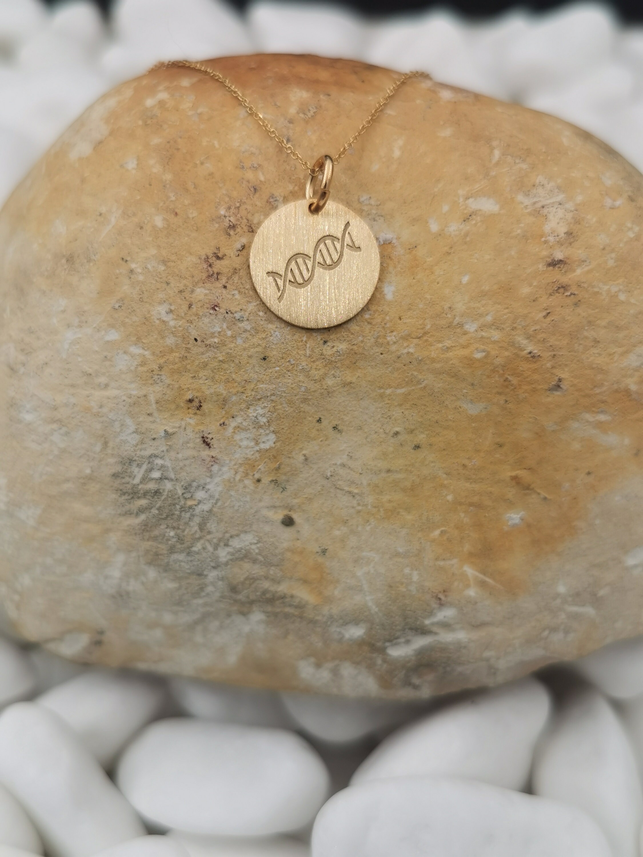 Dainty 14K Solid Gold DNA Necklace 14K DNA Pendant Science | Etsy