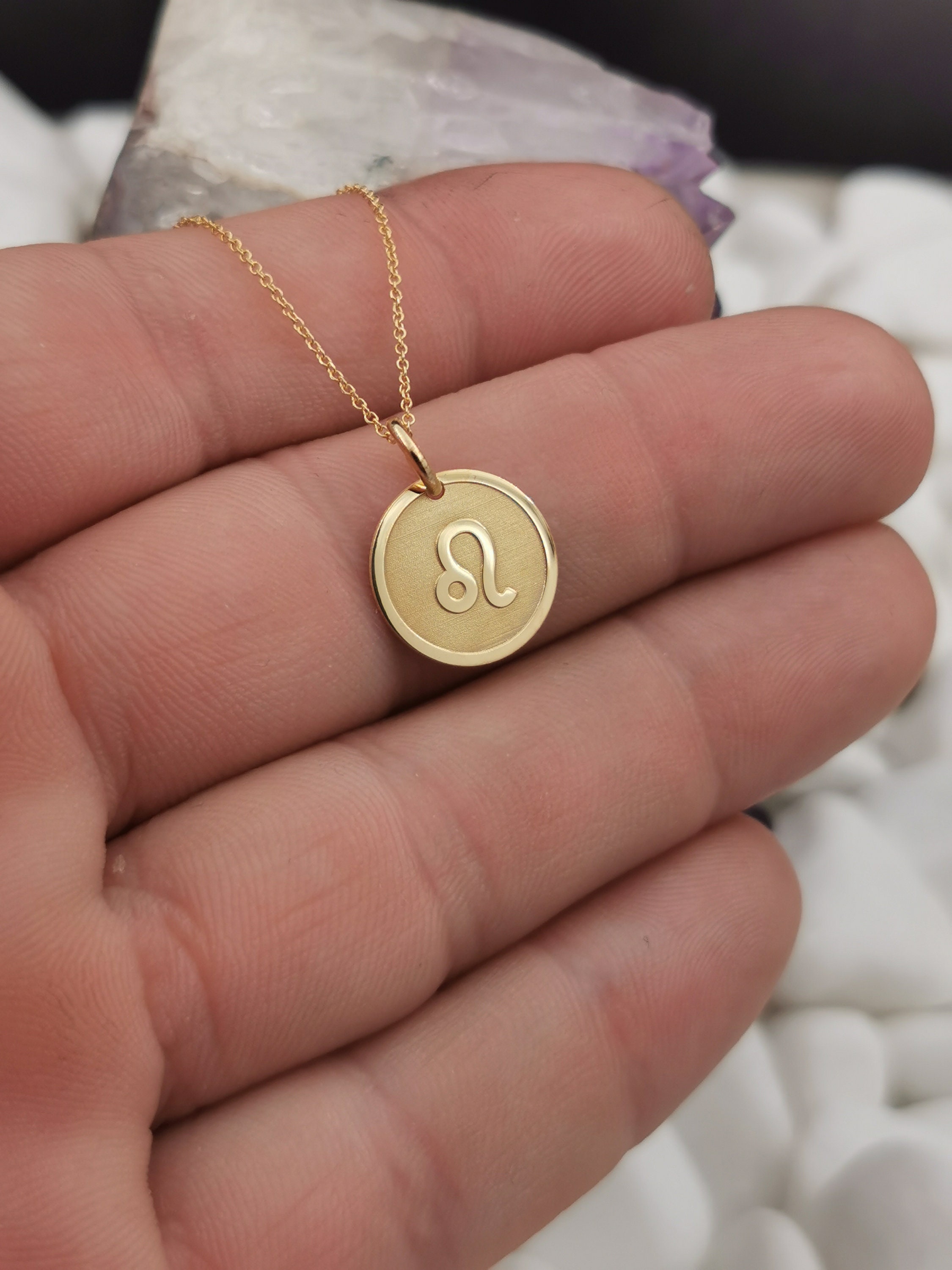 Dainty 14k Solid Gold Leo Zodiac Necklace Leo Symbol Pendant - Etsy