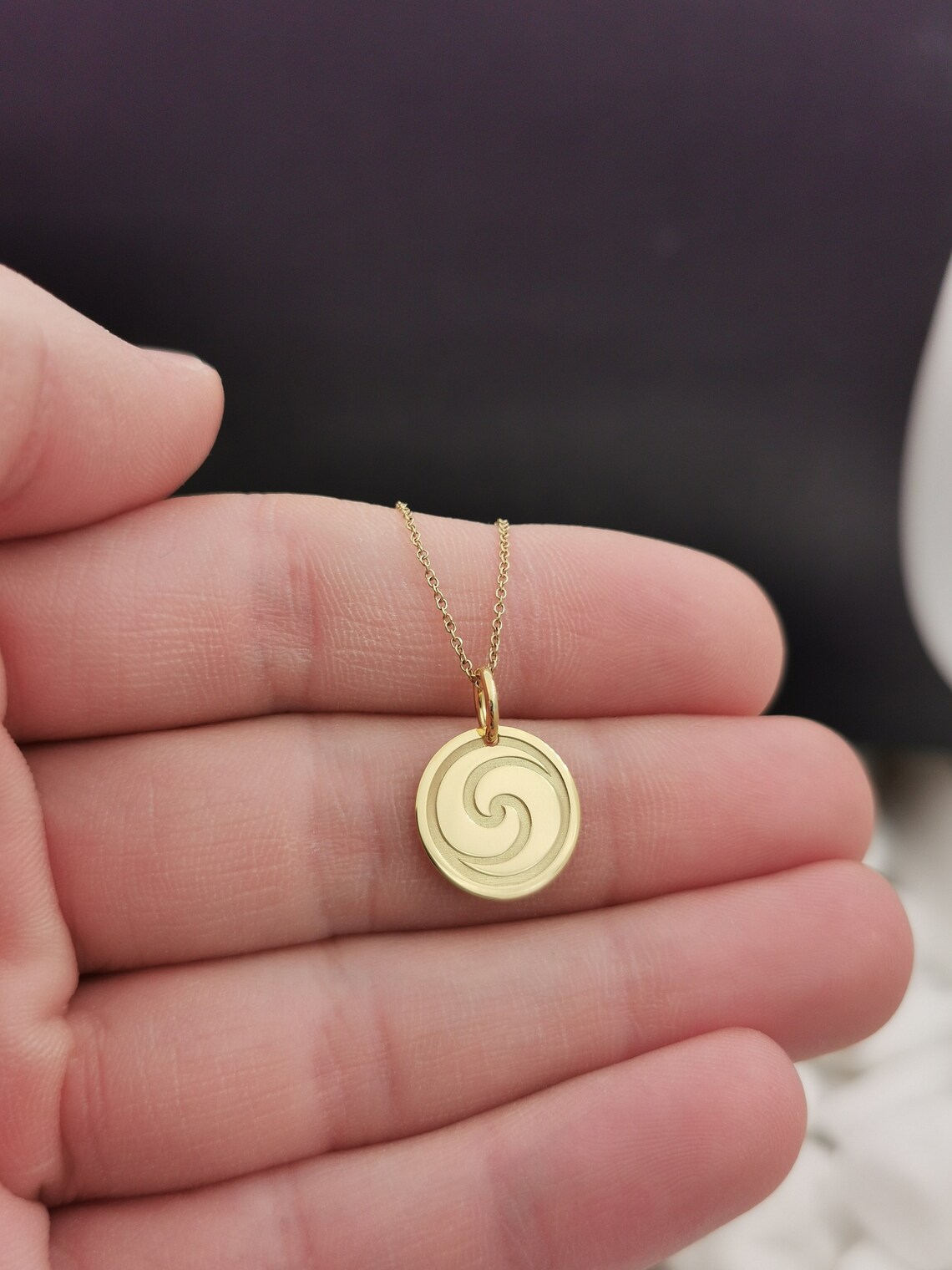 14k Koru Spiral Necklace, Personalized Maori Koru Pendant, Koru Spiral ...