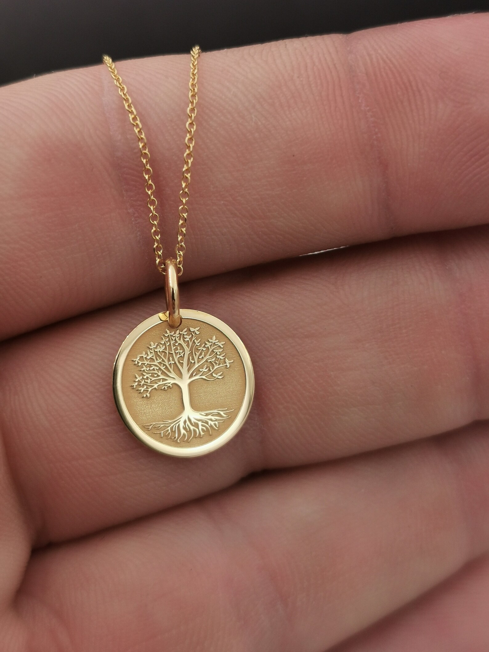 Dainty 14k Solid Gold Tree of Life Necklace Gold Tree | Etsy
